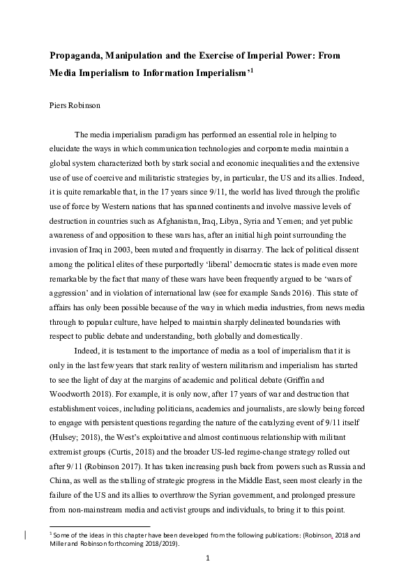 (PDF) Propaganda, Manipulation and the Exercise of Imperial Power: From ...