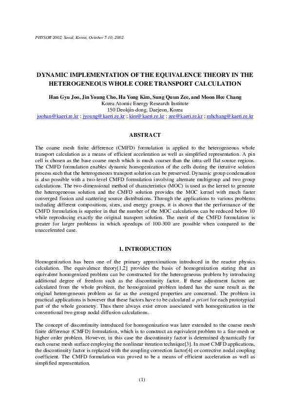 (PDF) CMFD Acceleration in Whole Core Transport