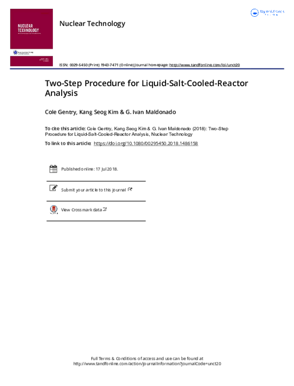 (PDF) Two-Step Procedure for Liquid-Salt-Cooled-Reactor Analysis