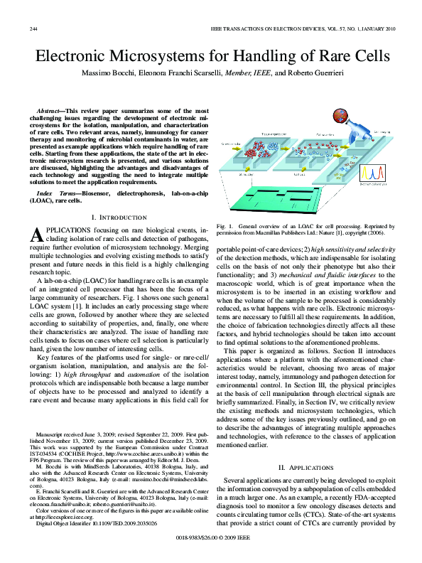 (PDF) Electronic Microsystems for Handling of Rare Cells | Massimo ...