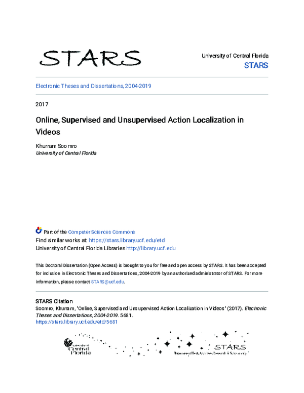 (PDF) Online, Supervised and Unsupervised Action Localization in Videos