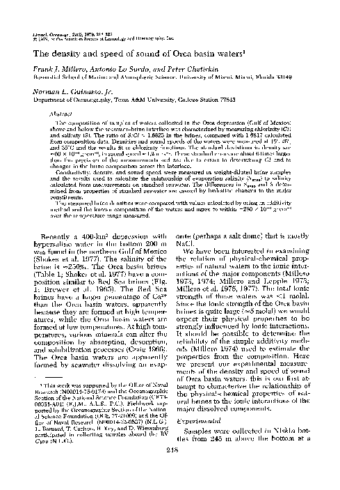 (PDF) The density and speed of sound of Orca basin waters1