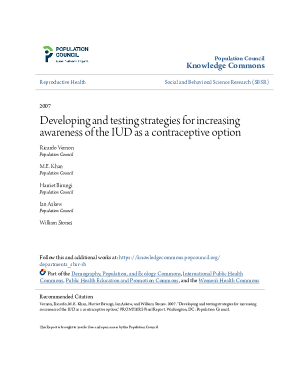 (PDF) Developing and testing strategies for increasing awareness of the ...