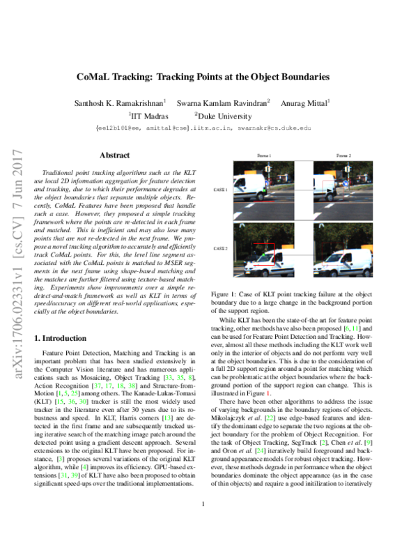 (PDF) CoMaL Tracking: Tracking Points at the Object Boundaries