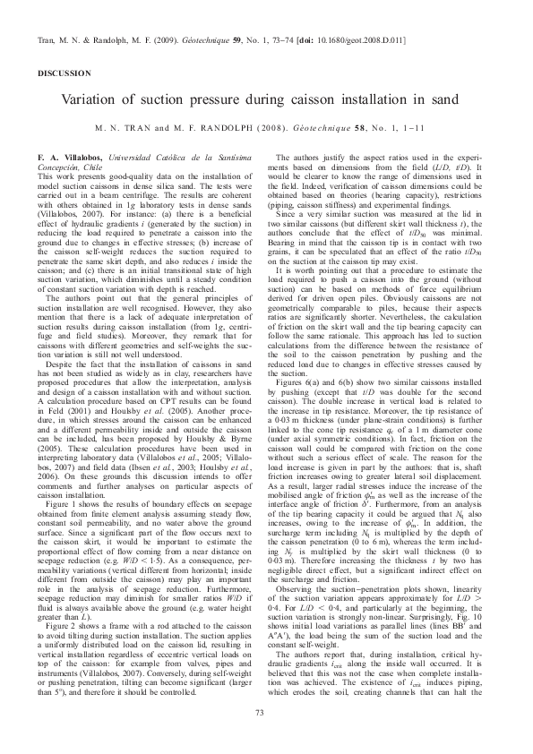 (PDF) DISCUSSION: Variation of suction pressure during caisson ...