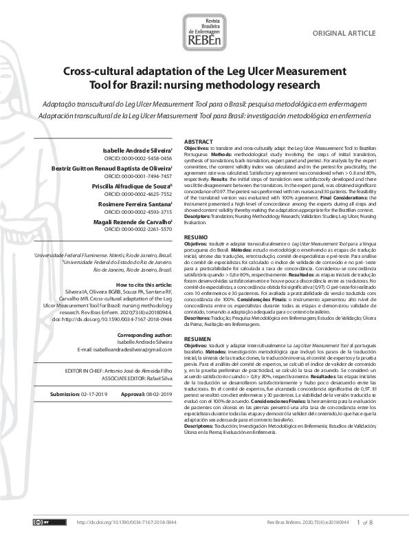 (PDF) Cross-cultural adaptation of the Leg Ulcer Measurement Tool for ...