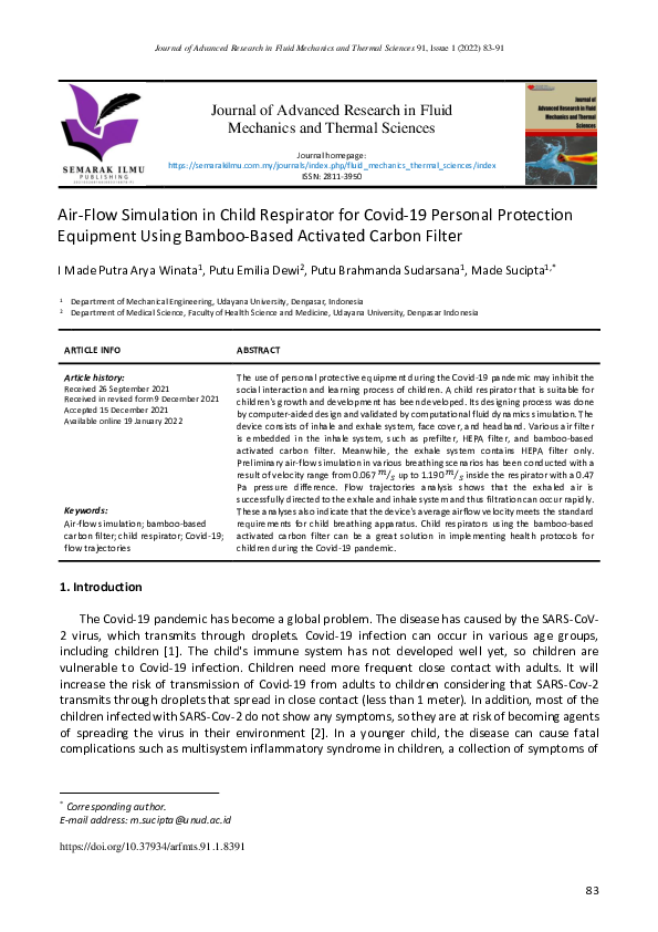(PDF) Air-Flow Simulation in Child Respirator for Covid-19 Personal ...
