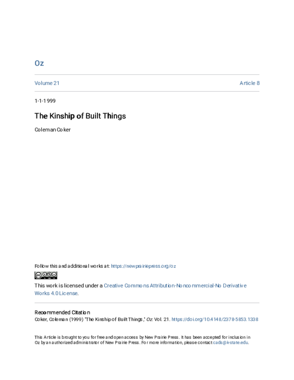 (PDF) The Kinship of Built Things