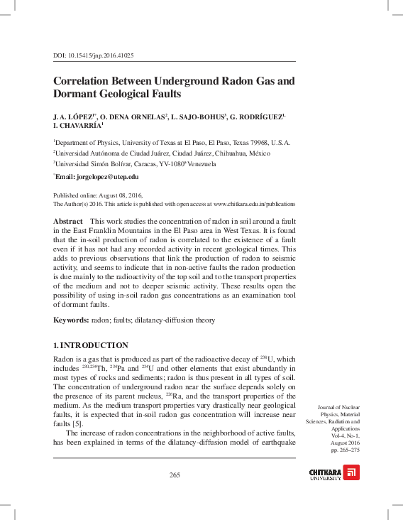 (PDF) Correlation Between Underground Radon Gas and Dormant Geological ...