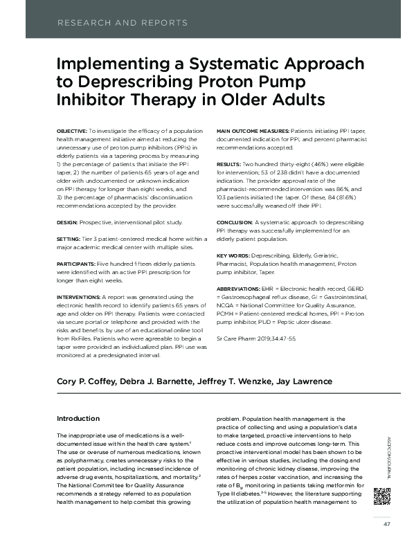 (PDF) Implementing a Systematic Approach to Deprescribing Proton Pump ...