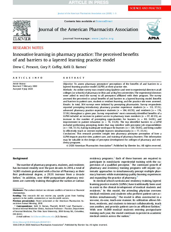(PDF) Innovative learning in pharmacy practice: The perceived benefits ...