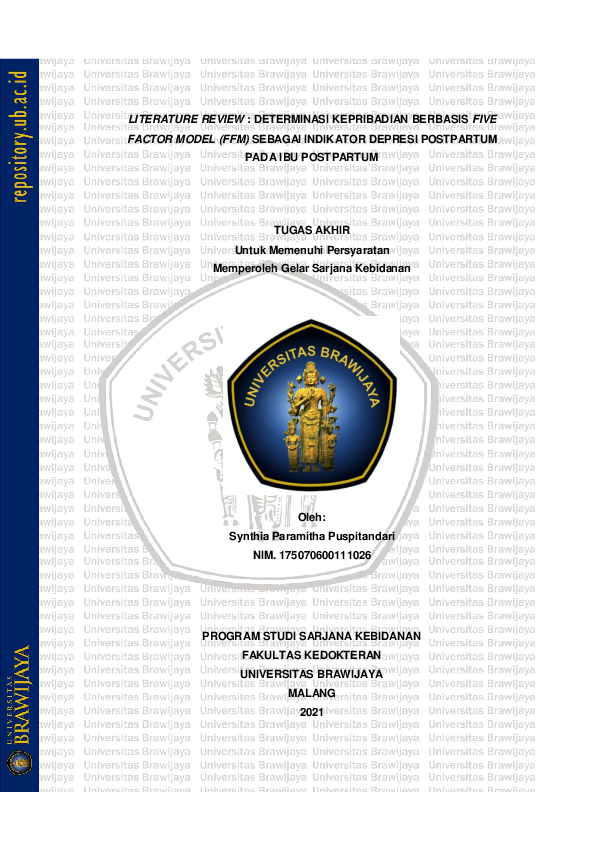 (PDF) Literature Review : Determinasi Kepribadian Berbasis Five Factor Model (FFM) Sebagai ...