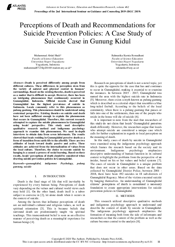 (PDF) Perceptions of Death and Recommendations for Suicide Prevention ...