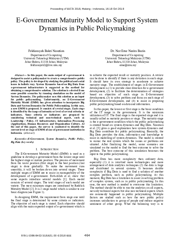 (PDF) E-Government Maturity Model to Support System Dynamics in Public Policymaking