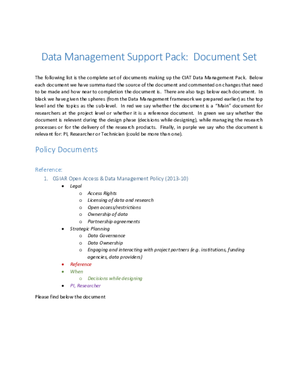 (PDF) Data management support pack