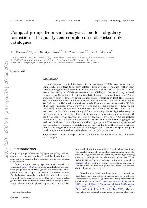 (PDF) Compact groups from semi-analytical models of galaxy formation – III. Purity and ...