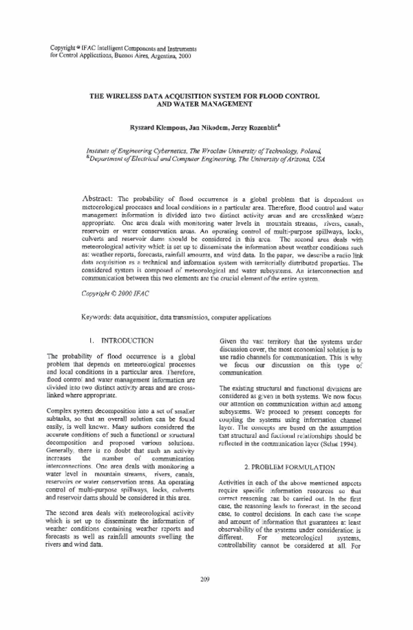 (PDF) The Wireless Data Acquisition System for Flood Control and Water ...