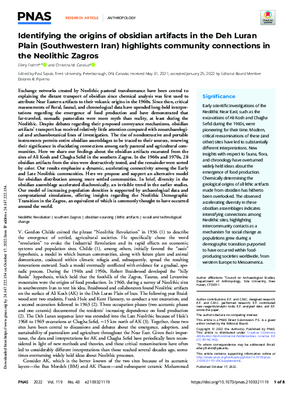 (PDF) Identifying the origins of obsidian artifacts in the Deh Luran ...
