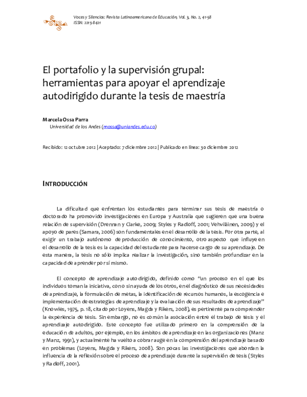 (PDF) El portafolio y la supervisión grupal: herramientas para apoyar ...