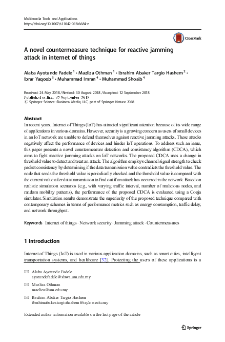 (PDF) A novel countermeasure technique for reactive jamming attack in ...