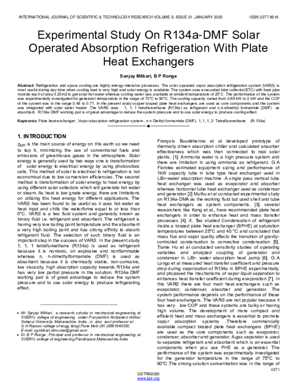 (PDF) Experimental Study On R134a-DMF Solar Operated Absorption ...
