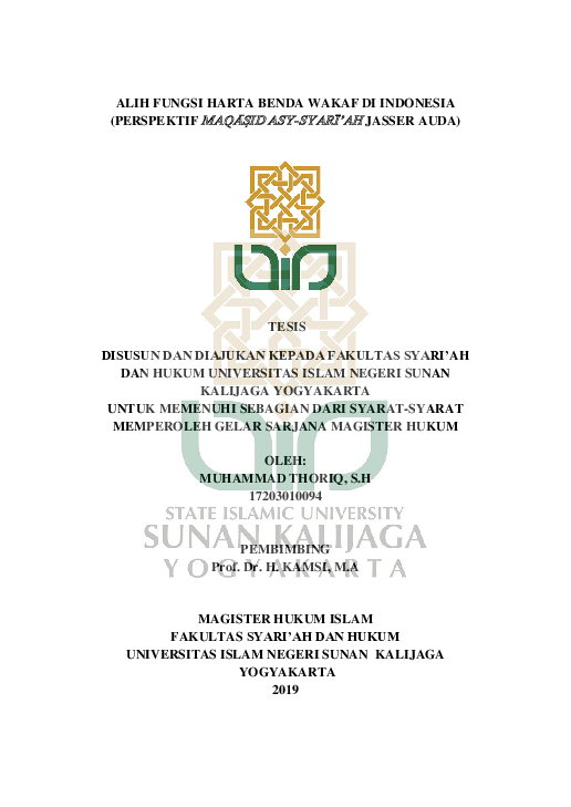 (PDF) Alih Fungsi Harta Benda Wakaf DI Indonesia(Perspektif Maqasid Asy ...