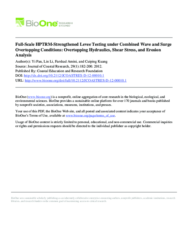 (PDF) Full-Scale HPTRM-Strengthened Levee Testing under Combined Wave ...