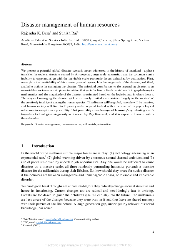 (PDF) Disaster Management of Human Resources