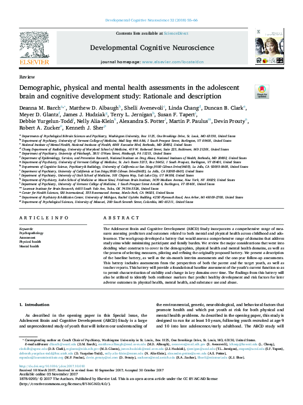(PDF) Demographic, physical and mental health assessments in the ...