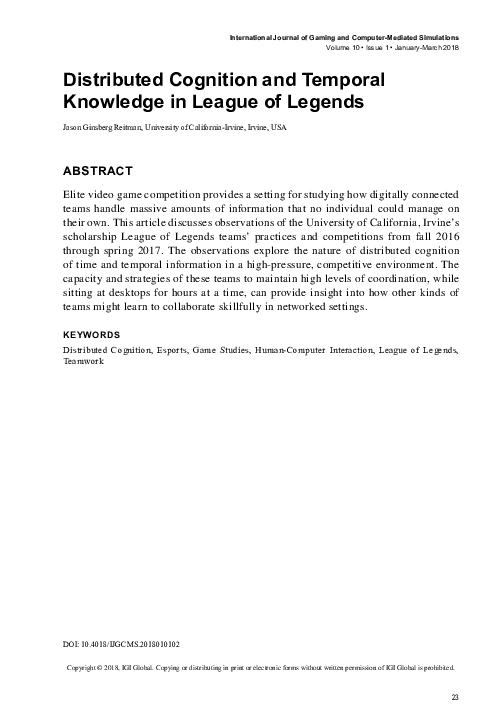 (PDF) Distributed Cognition and Temporal Knowledge in League of Legends