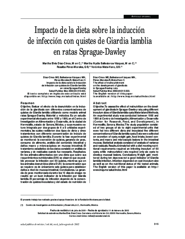 (PDF) Impacto de la dieta sobre la inducción de infección con quistes ...