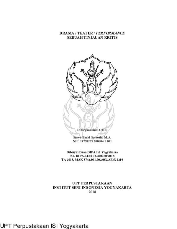 (PDF) Drama/Teater/Performance: Sebuah Kajian Kritis (judul asli Drama ...
