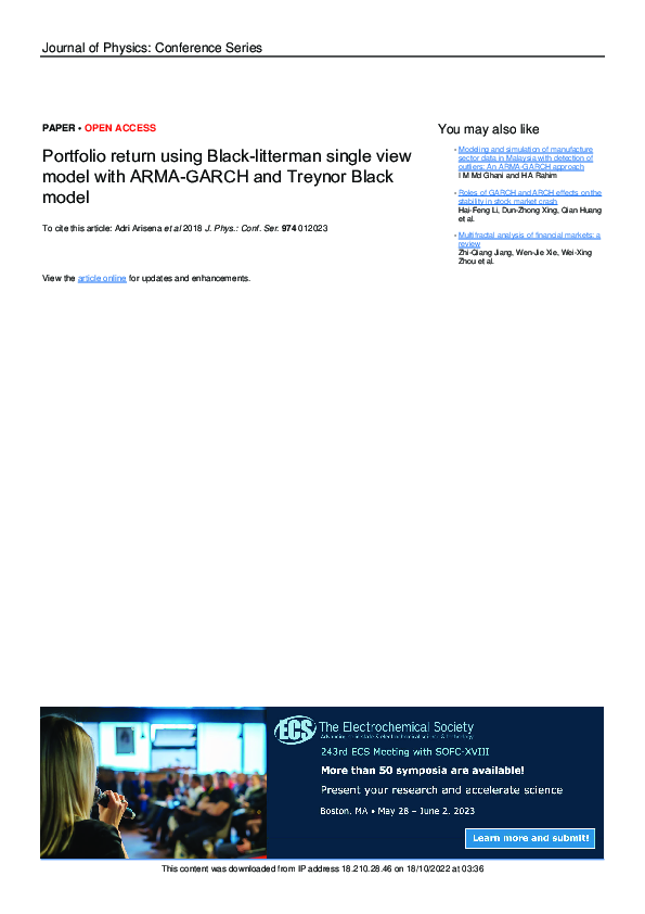 (PDF) Black-Litterman with ARMA-GARCH Portfolio Model