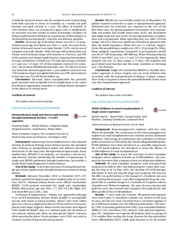 (PDF) Retroperitoneal single port donor nephrectomy through lumbotomy ...