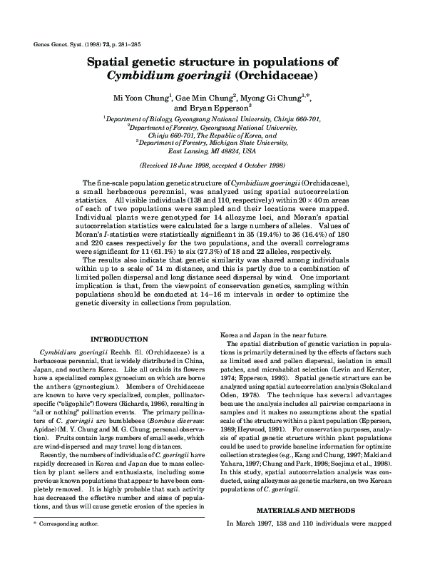 (PDF) Spatial genetic structure in populations of Cymbidiumgoeringii ...