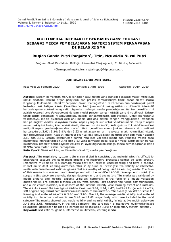 (PDF) Multimedia Interaktif Berbasis Game Edukasi sebagai Media Pembelajaran Materi Sistem ...