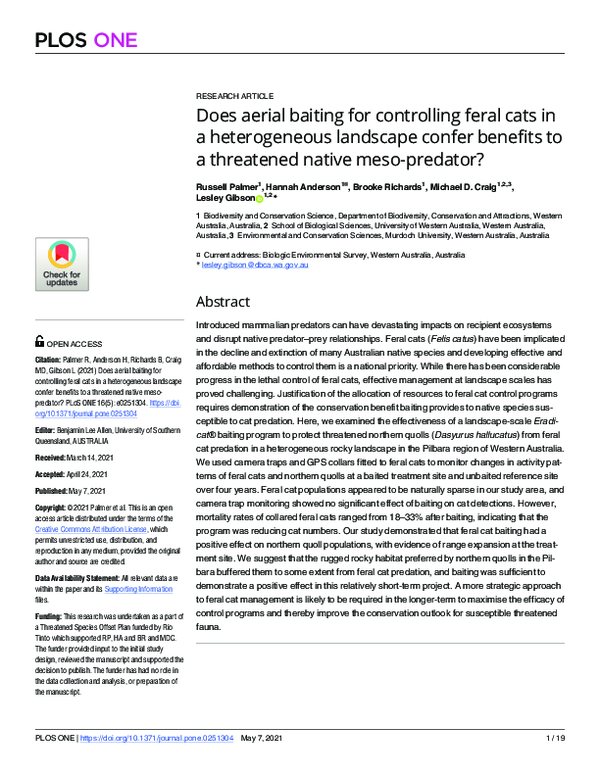 (PDF) Does aerial baiting for controlling feral cats in a heterogeneous ...