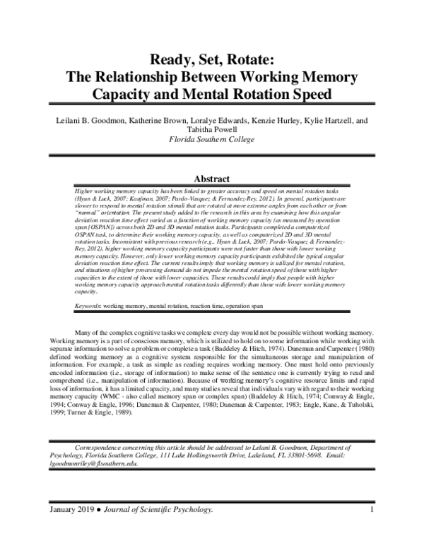 (PDF) Ready , Set , Rotate : The Relationship Between Working Memory Capacity and Mental ...