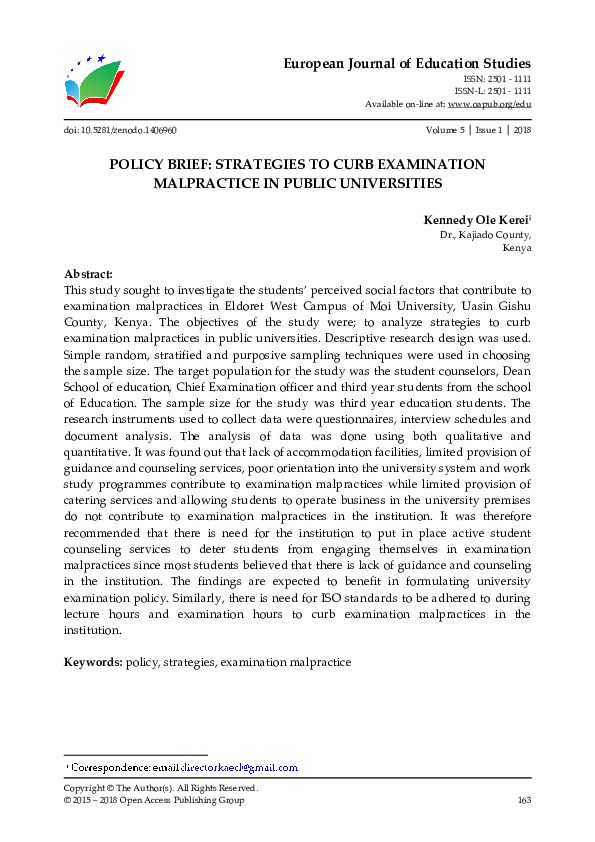 PDF Policy Brief Strategies To Curb Examination Malpractice In pdf-policy-brief-strategies-to-curb-examination-malpractice-in