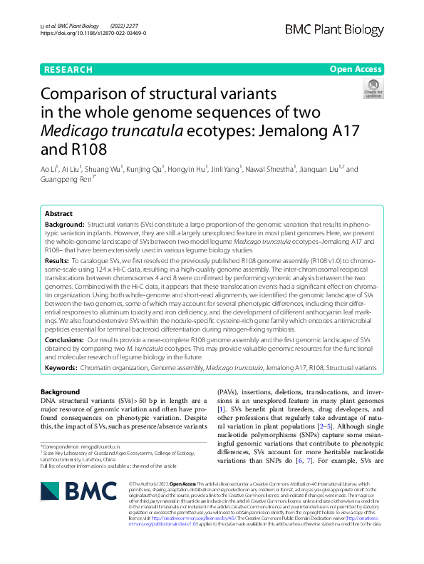 (PDF) Comparison of structural variants in the whole genome sequences ...