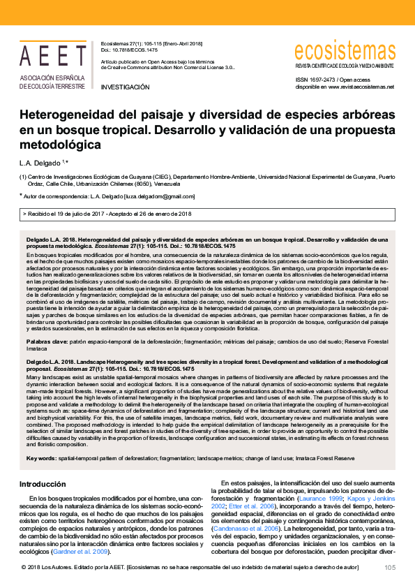 Landscape Heterogeneity and tree species diversity in a tropical forest ...