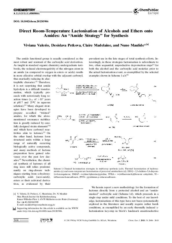 (PDF) Direct Room-Temperature Lactonisation of Alcohols and Ethers onto ...