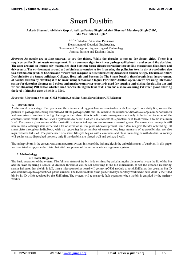 (PDF) Smart Dustbin