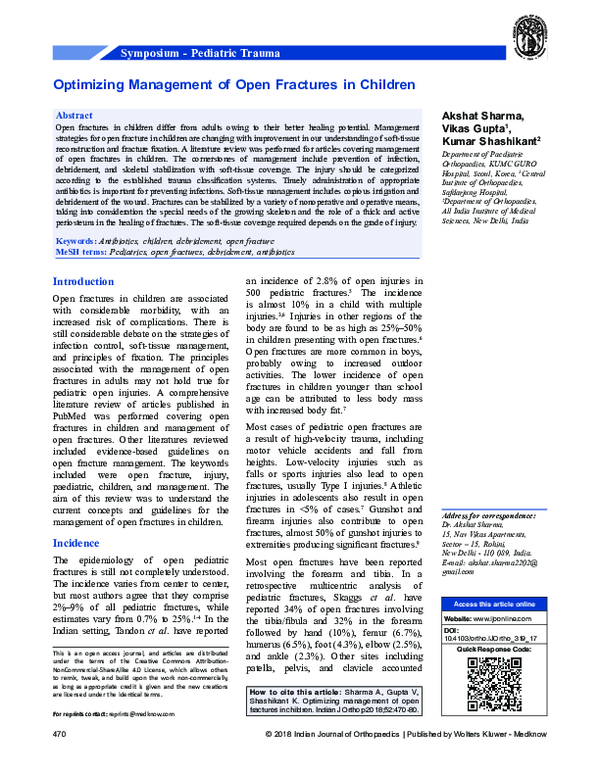 (PDF) Optimizing Management of Open Fractures in Children