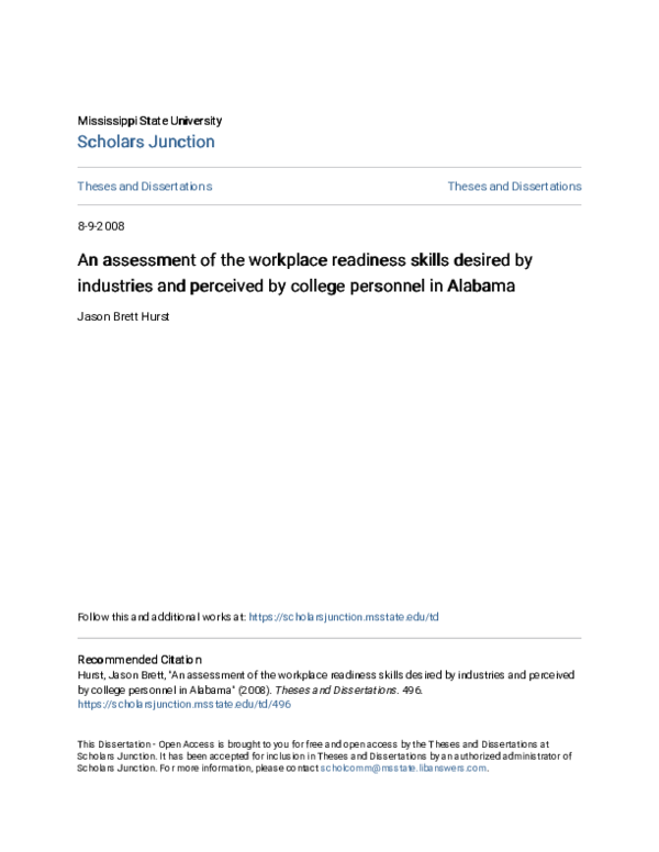 (PDF) An assessment of the workplace readiness skills desired by ...