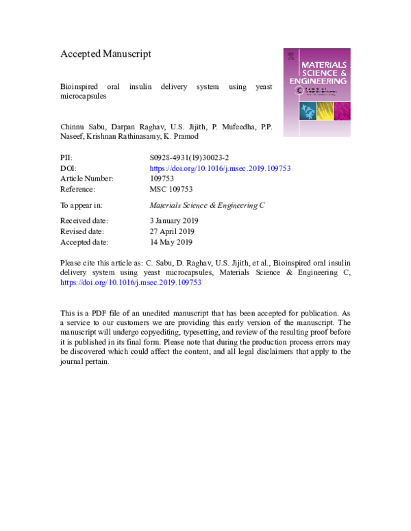 (PDF) Bioinspired oral insulin delivery system using yeast microcapsules