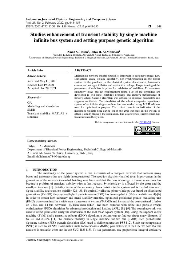 (PDF) Studies enhancement of transient stability by single machine infinite bus system and ...