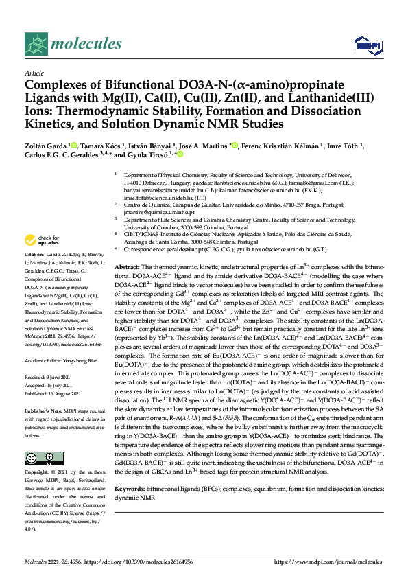 (PDF) Complexes of Bifunctional DO3A-N-(α-amino)propinate Ligands with ...