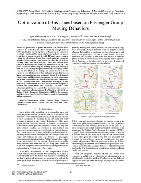 (PDF) Optimization of Bus Lines based on Passenger Group Moving Behaviors