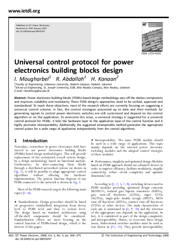 (PDF) Universal control protocol for power electronics building blocks ...